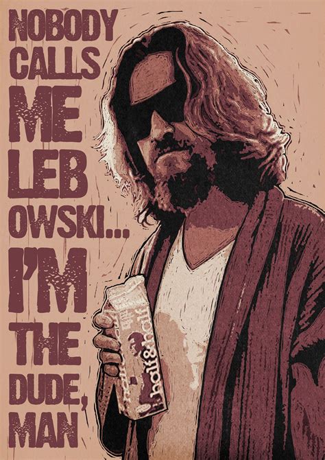 The Dude Portrait Big Lebowski Jeff Bridges Poster Etsy