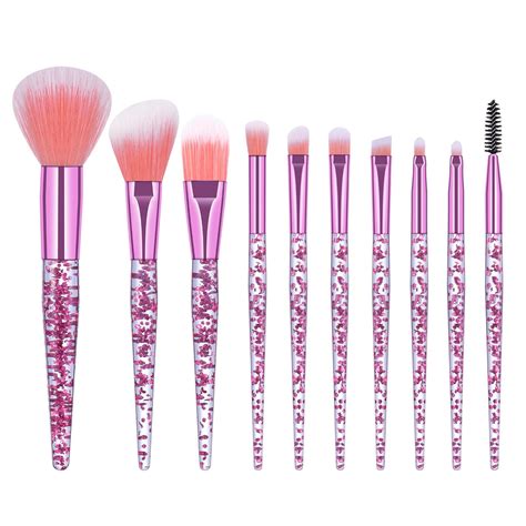 Beauos Clearance Dazzled Glitter Makeup Brush Set Bling Cute Crystal