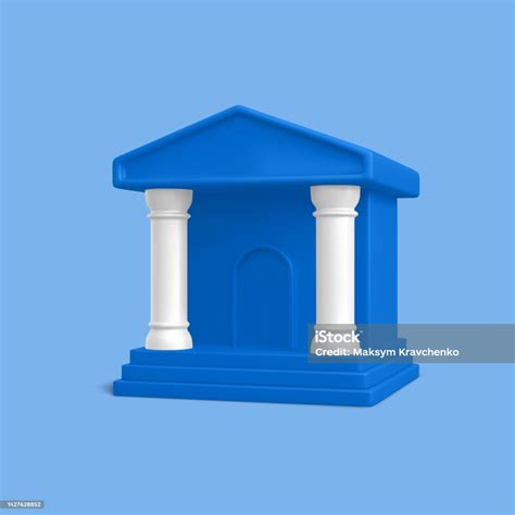 3d 현실적인 은행 건물 온라인 뱅킹 또는 은행 거래 및 서비스 개념 벡터 일러스트 레이 션 건물 외관에 대한 스톡 벡터 아트