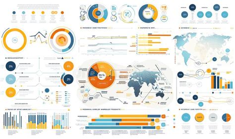 An Array Of Colorful Infographics Displaying Various Data Visualizations In A Modern Style
