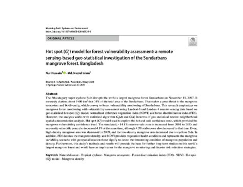 pdf hot spot 𝐺∗𝑖 model for forest vulnerability assessment a