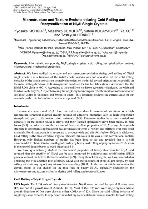 Microstructure And Texture Evolution During Cold Rolling And Recrystallization Of Ni3al Single