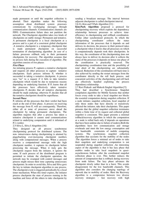 Review Of Some Checkpointing Schemes For Distributed And Mobile