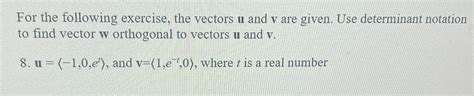 solved for the following exercise the vectors u ﻿and v ﻿are