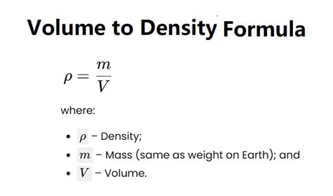 Volume To Density Calculator