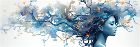 Premium Ai Image Girl Face With Long Hair Abstaract In Blue