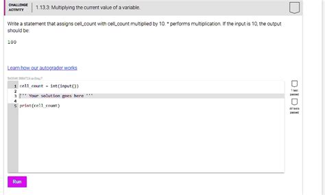 Get Answer Challenge Activity 1133 Multiplying The Current Value