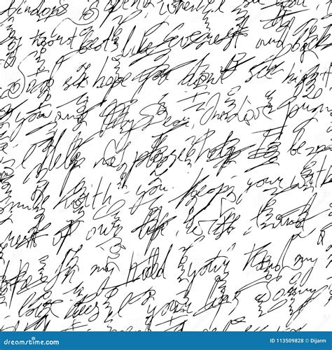 Handwritten Abstract Text Seamless Pattern Vector Illustration For