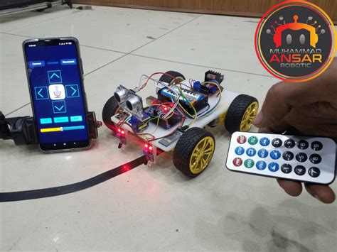 line follower obstacle avoiding controlled by ir remote and mobile ma