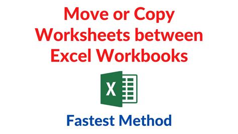 How To Move Worksheets Between Excel Workbooks Youtube