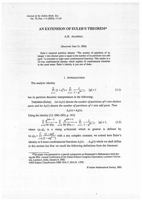 Pdf An Extension Of Eulers Theorem