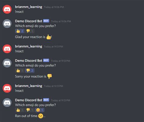 Discord Bot Reaction Collectors • Brian Morrison Ii