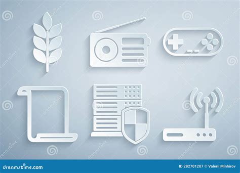 Paper Cut Router And Wi Fi Signal Icon Isolated On Black Background Wireless Ethernet Modem