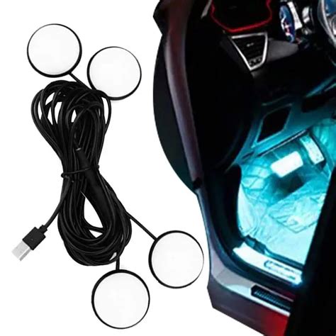 Led 자동차 발 앰비언트 라이트 네온 무드 조명 4 개 차량 인테리어 장식 분위기 조명 Aliexpress