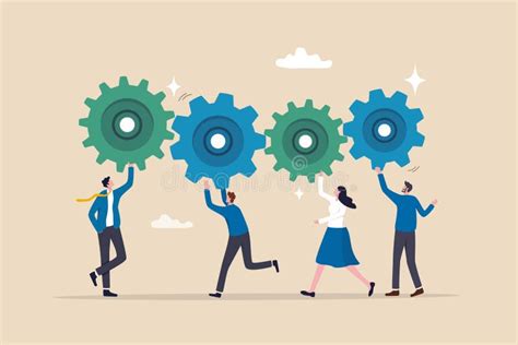 Work Together Teamwork Or Cooperate To Success Solution To Team Support For Best Efficiency Or