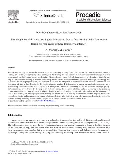 Pdf The Integration Of Distance Learning Via Internet And Face To