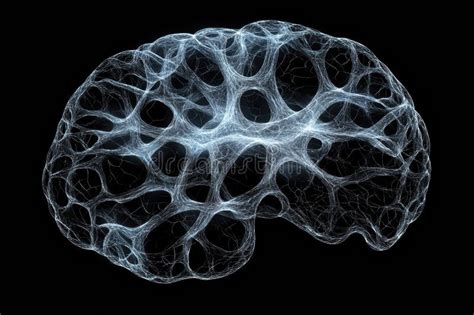 Glowing Neural Networks And Synapses Form An Abstract Representation Of A Human Brain Against A