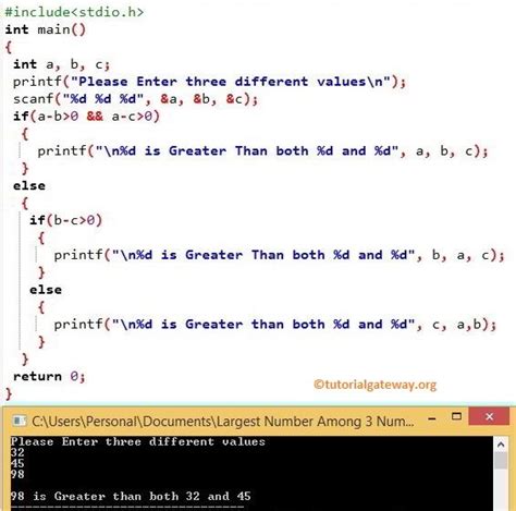 C Program To Find Largest Of Three Numbers