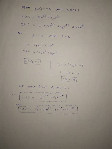 solve the given initial value problem x 0 1 dx 4x y e 3t dt