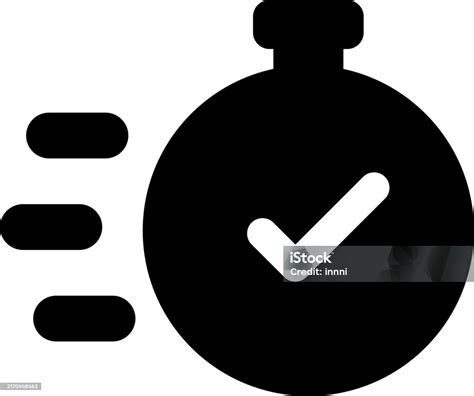 simple timer icon fast time fast delivery tick icon black color stock