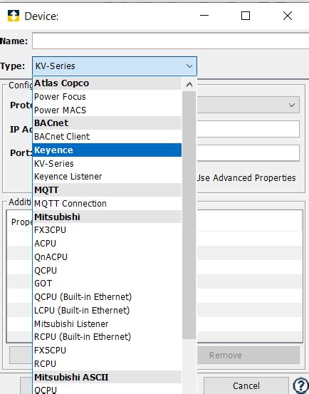 Using The Workbench To Define A Keyence Device
