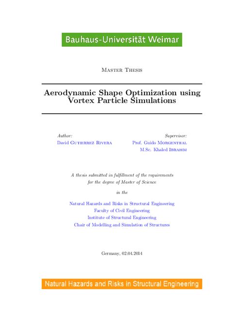Pdf Aerodynamic Shape Optimization Using Vortex Particle Simulations