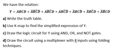 Solved We Have The Relation Y Abcd Abcd Abcd Abcd Abcd