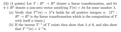 Solved Points Let T RnRn Denote A Linear Chegg