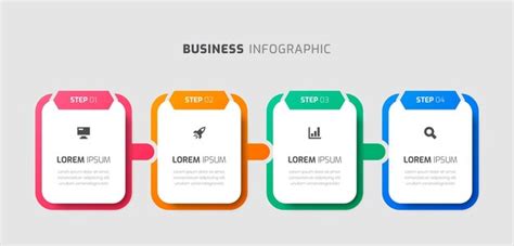Premium Vector Vector Infographic Template With Rounded Rectangle Label Icons And 4 Steps For
