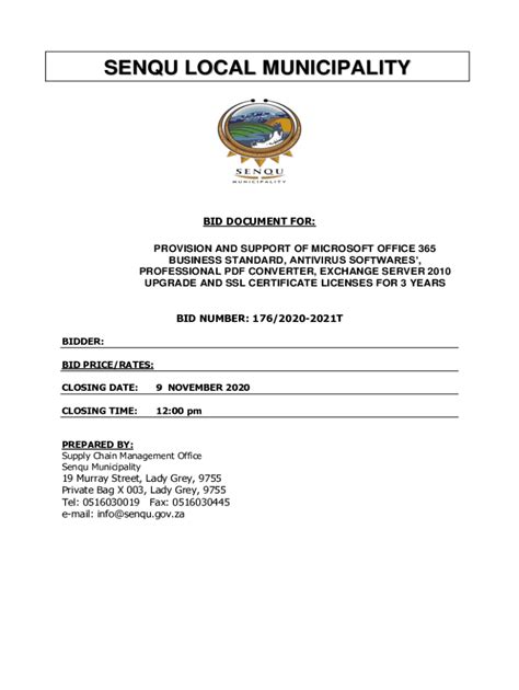 Fillable Online Senqu Local Municipalityone People One Municipality One Destination Fax Email