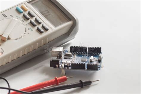 multimeter probes and arduino uno stock image image of ammeter