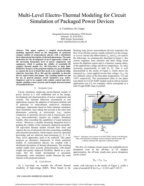 Pdf Multi Level Electro Thermal Modeling For Circuit Simulation Of