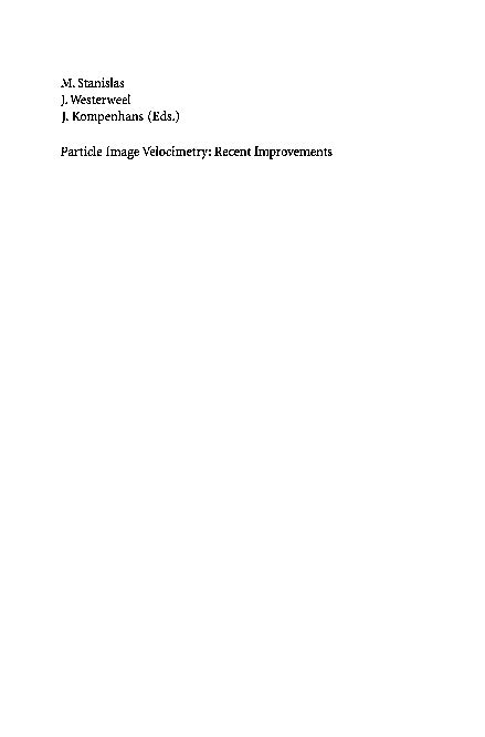 pdf particle image velocimetry recent improvements