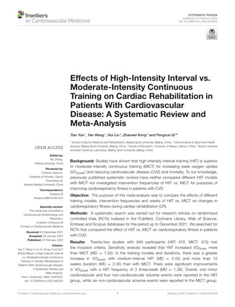 Pdf Effects Of High Intensity Interval Vs Moderate Intensity Continuous Training On Cardiac