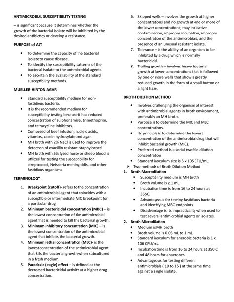 Week 44 Bacteriology Antimicrobial Suceptibility Testing
