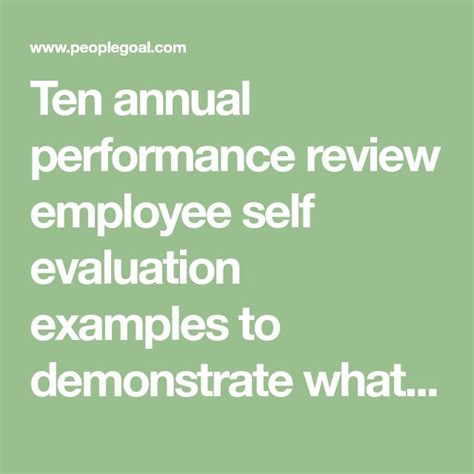 Ten Annual Performance Review Employee Self Evaluation Examples To