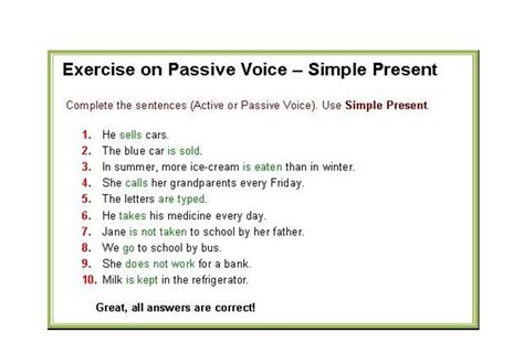 10 Sentences Passive Voice