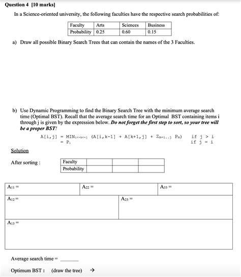 Solved Question 4 10 ﻿marks In ﻿a Science Oriented