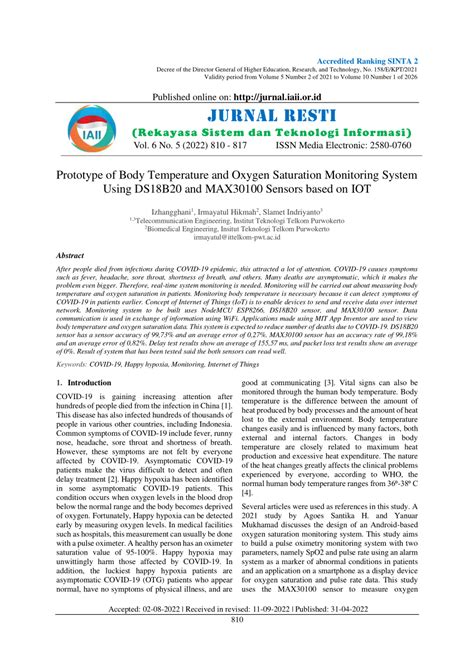 Pdf Prototype Of Body Temperature And Oxygen Saturation Monitoring