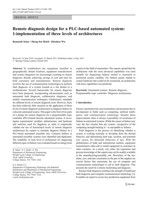 Pdf Remote Diagnosis Design For A Plc Based Automated System 1 Implementation Of Three Levels