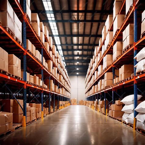 Premium Photo Large Modern Warehouse With Boxes And Sacks For Storage In Industrial Logistics