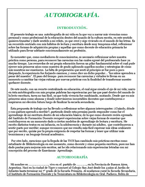 Mi Autobiografía Ejemplo