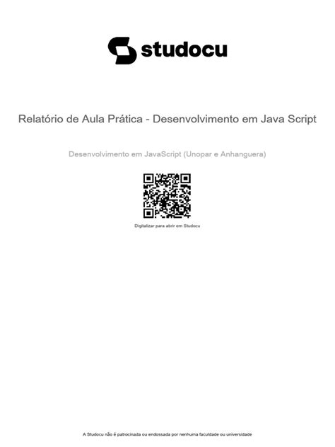 Relatorio De Aula Pratica Desenvolvimento Em Java Script Pdf Script Java Linguagem De Script