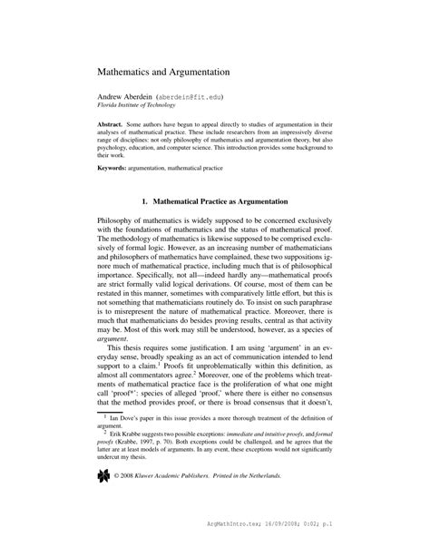 Pdf Mathematics And Argumentation
