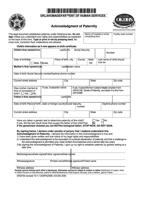 Paternity Affidavit Form Oklahoma Printable Form 2024