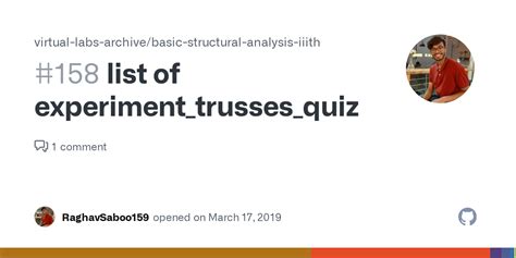 List Of Experimenttrussesquiz · Issue 158 · Virtual Labs Archivebasic Structural Analysis