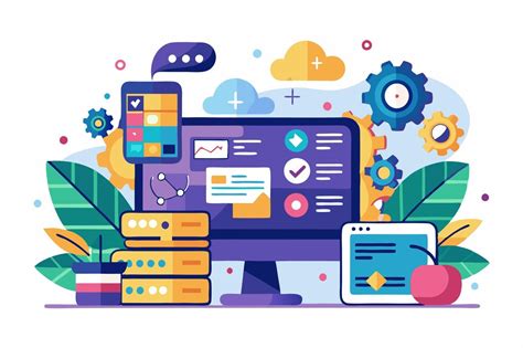 a vibrant workspace showcases customizable programming tools screens gears and coding activities