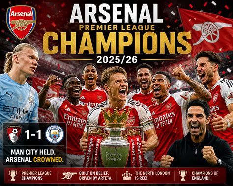 Arsenal Crowned 202526 Premier League Champions After Man City Draw