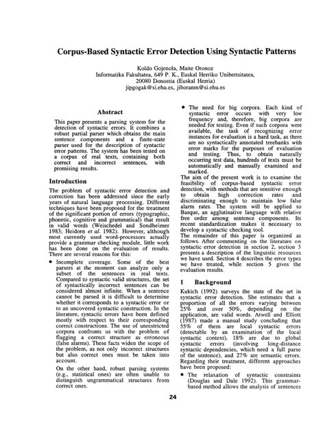 Pdf Corpus Based Syntactic Error Detection Using Syntactic Patterns
