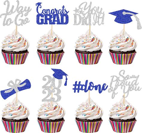 32pcs Graduation Cupcake Toppers 2023 Blue And India Ubuy